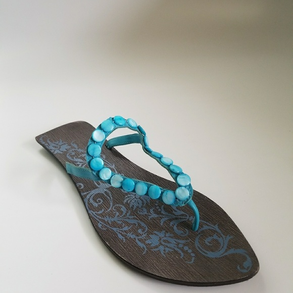 Shoes | Turquoise Angle Cut Thong Sandals | Poshmark
